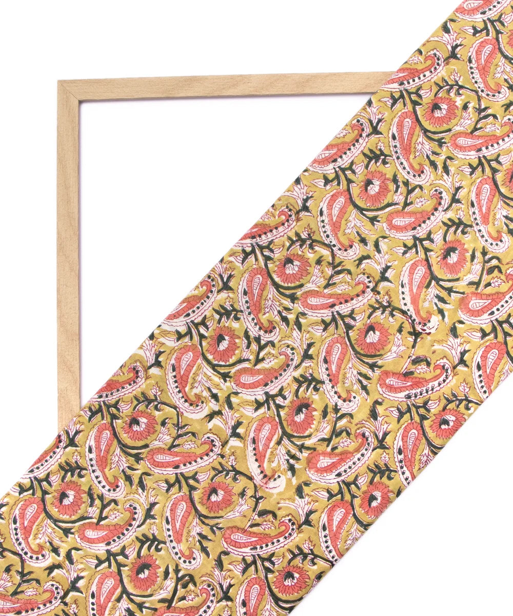 Handblock Brown Floral Natural Dye Soft Pure Cotton Material – Fabric Bazaar